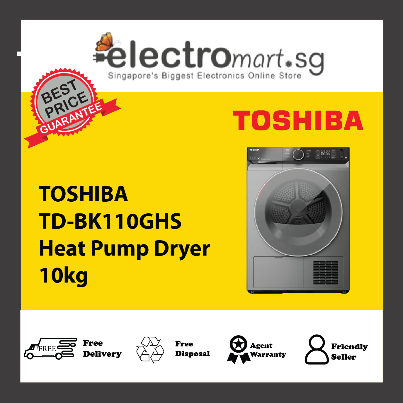 TOSHIBA TD-BK110GHS Heat Pump Dryer 10kg