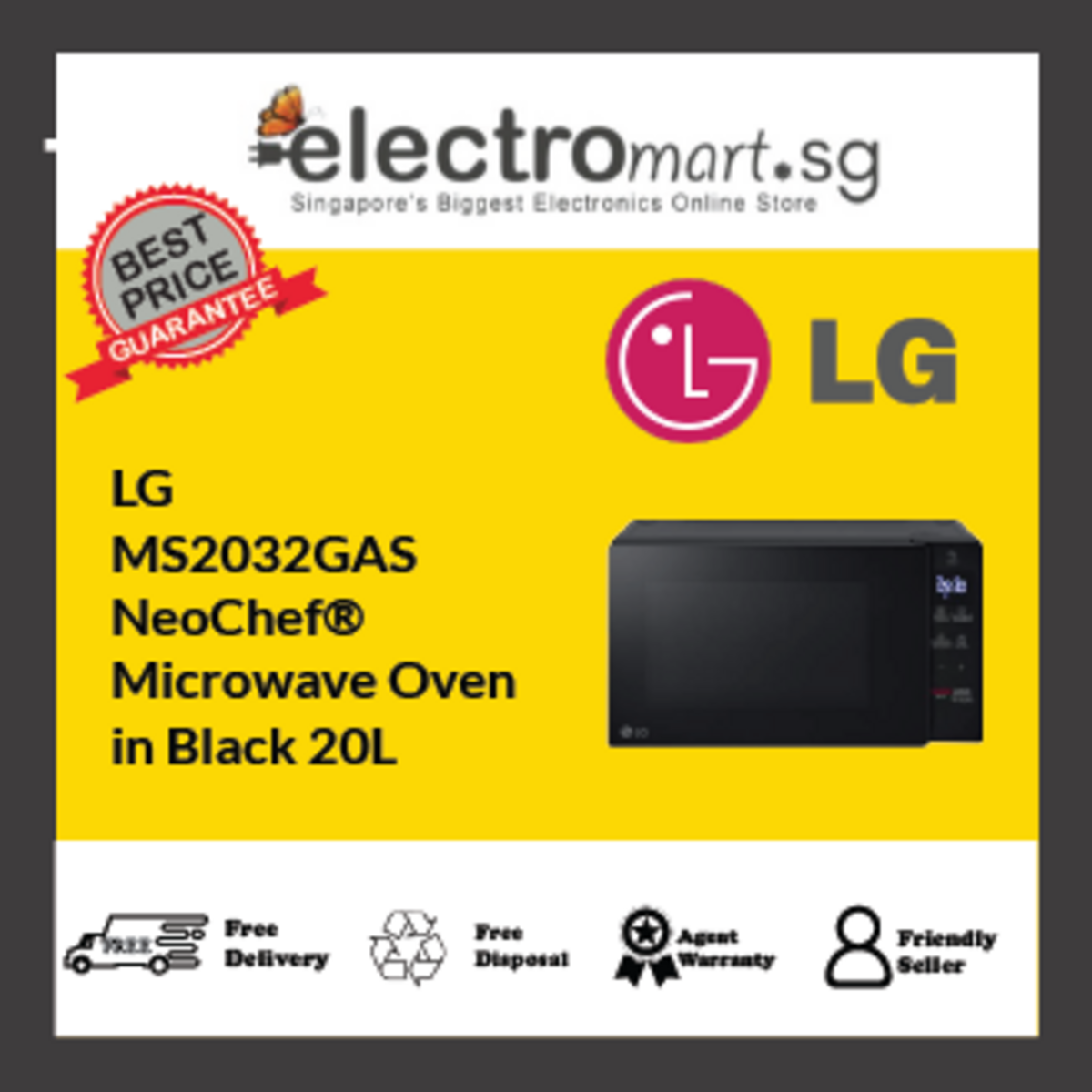 LG MS2032GAS NeoChef® Microwave Oven in Black 20L