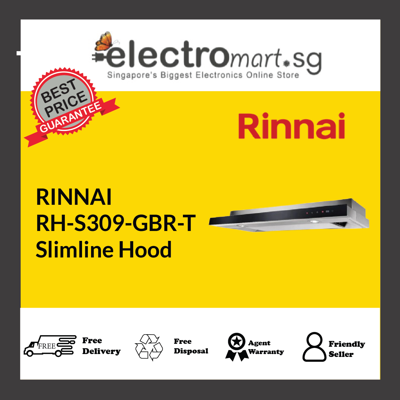RINNAI RH-S309-GBR-T Slimline Hood