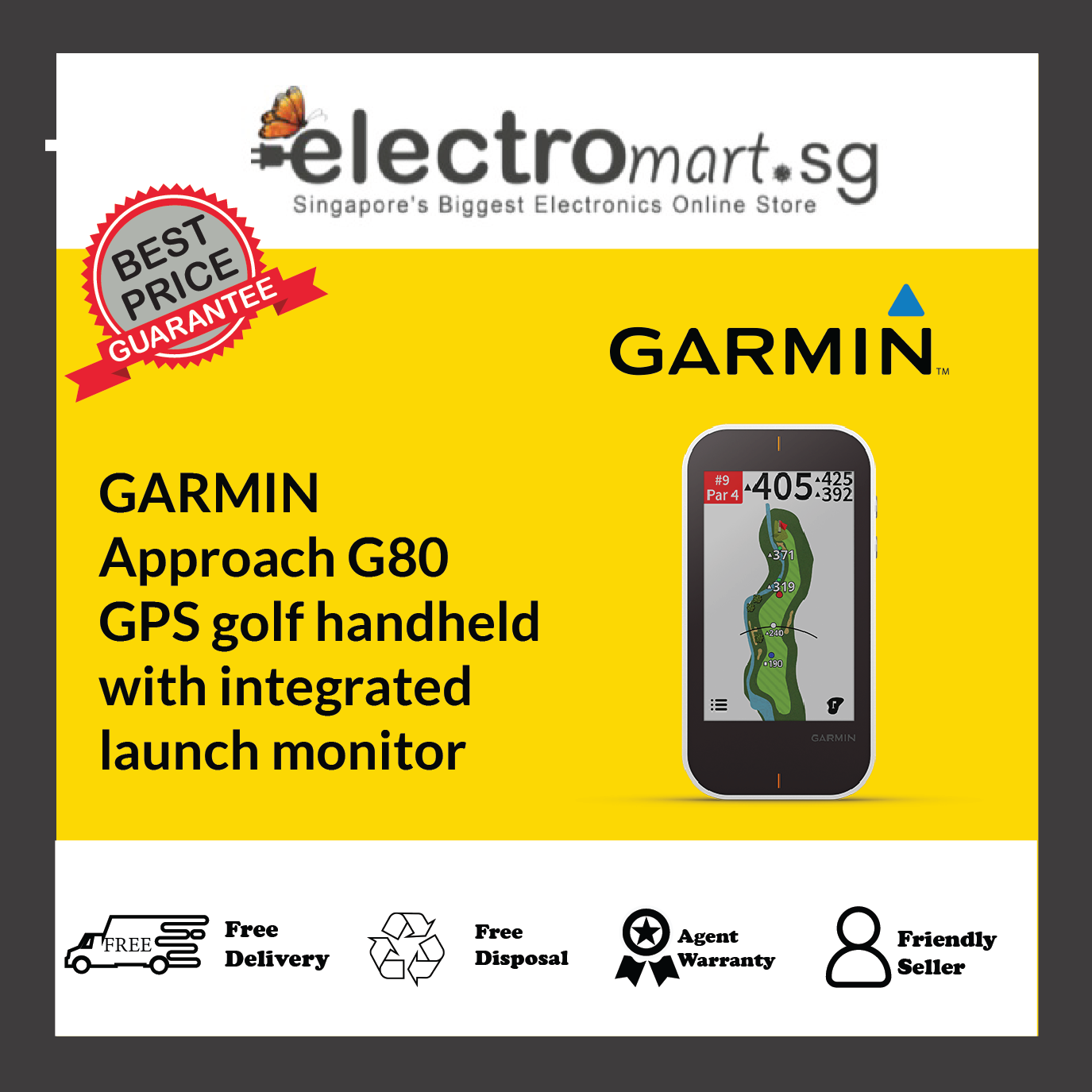 GARMIN Approach G80 GPS golf handheld with integrated launch monitor ...