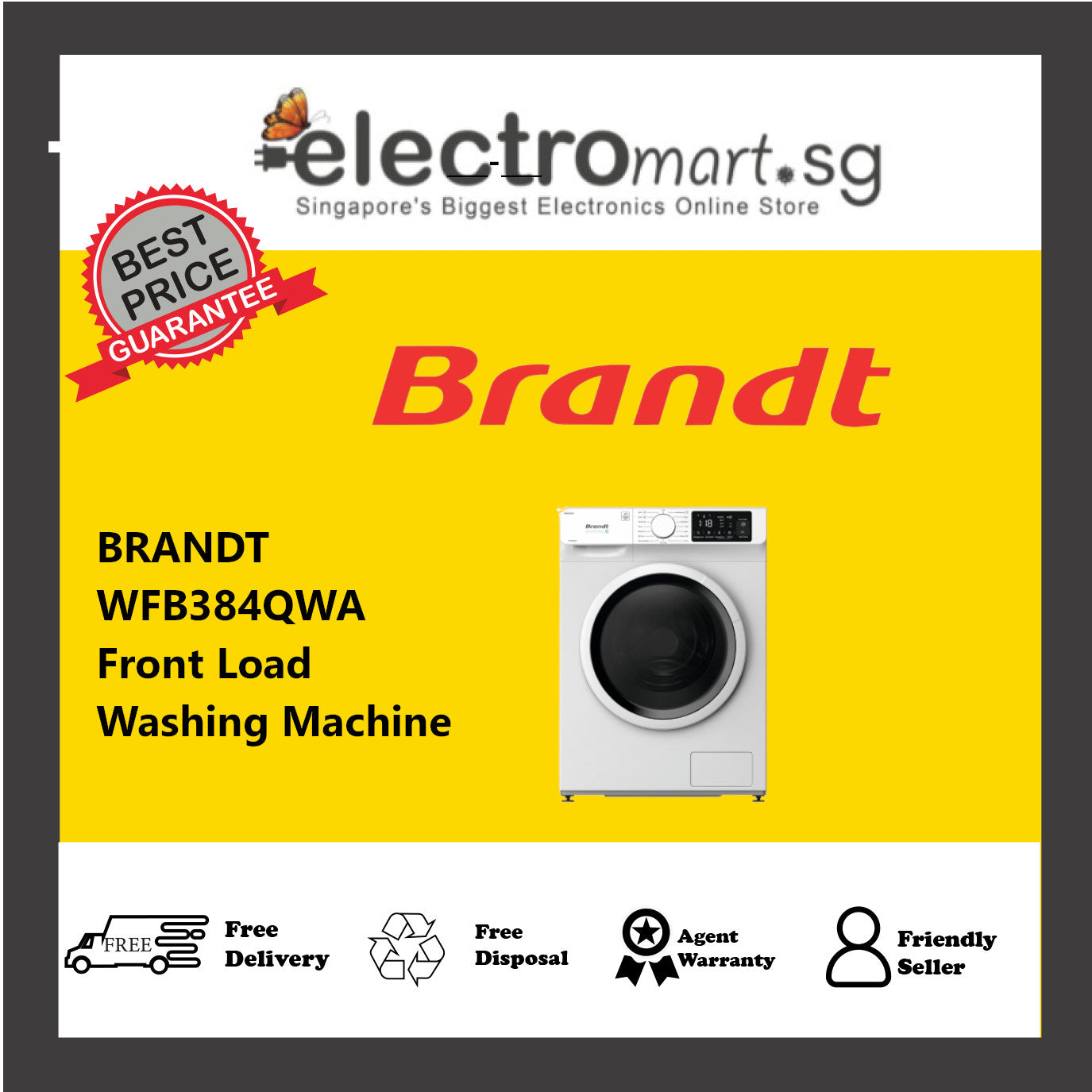 BRANDT WFB384QWA Front Load Washing Machine