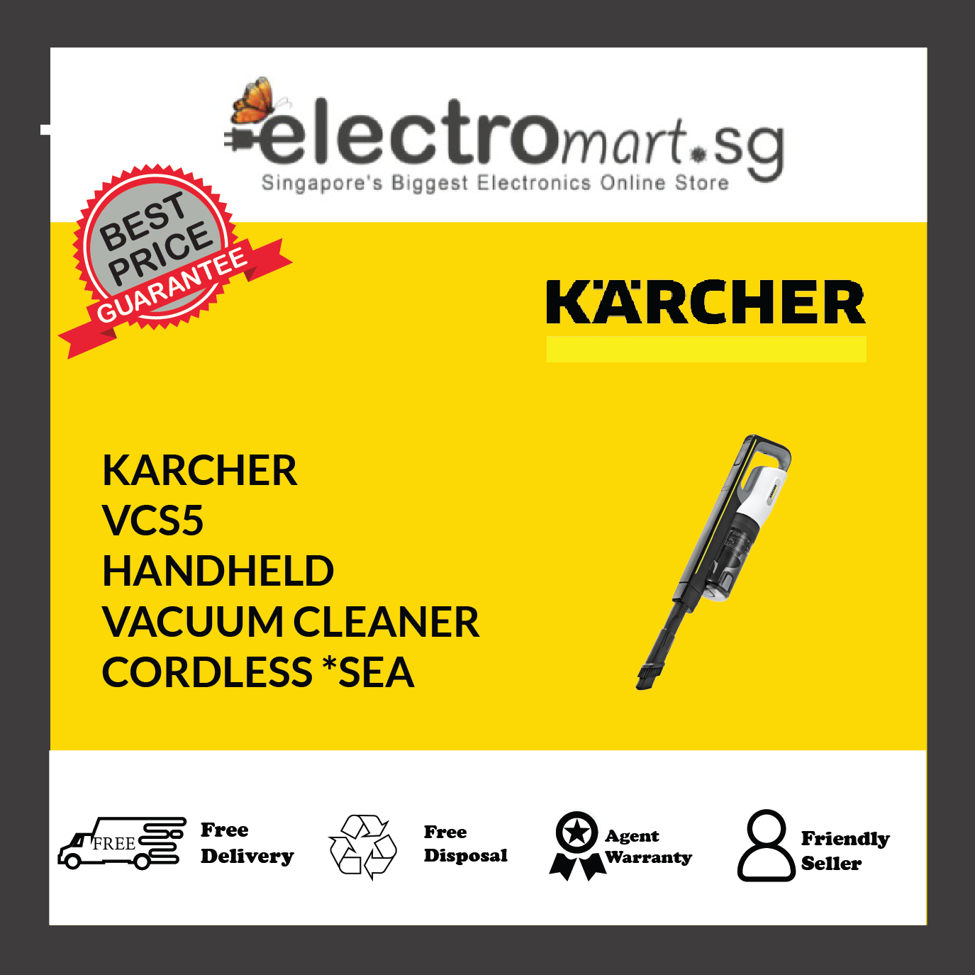 KARCHER VCS 5 Cordless Handheld vacuum cleaner – Electromart.sg Pte Ltd