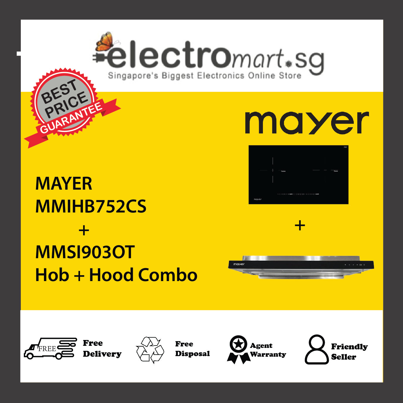 Mayer MMIHB752CS + MMSI903OT Hob + Hood Combo – Electromart.sg Pte Ltd