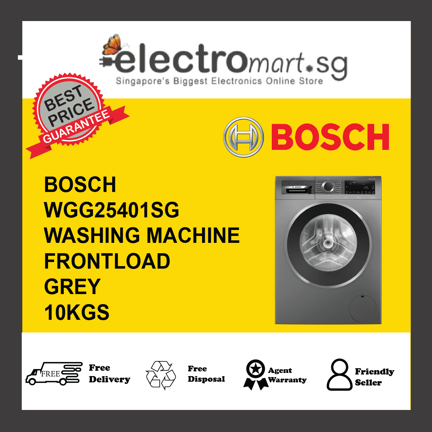 BOSCH WGG25401SG Series 6 10KG Front Load Washing Machine – Electromart ...