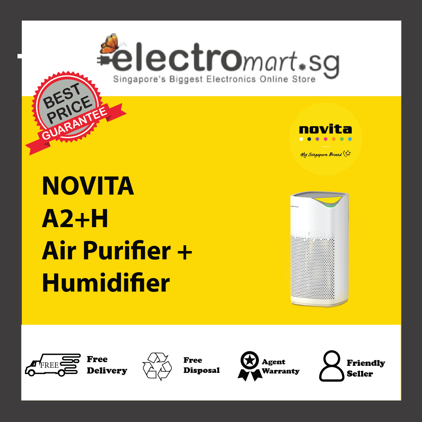 NOVITA A2+H Air Purifier + Humidifier – Electromart.sg Pte Ltd