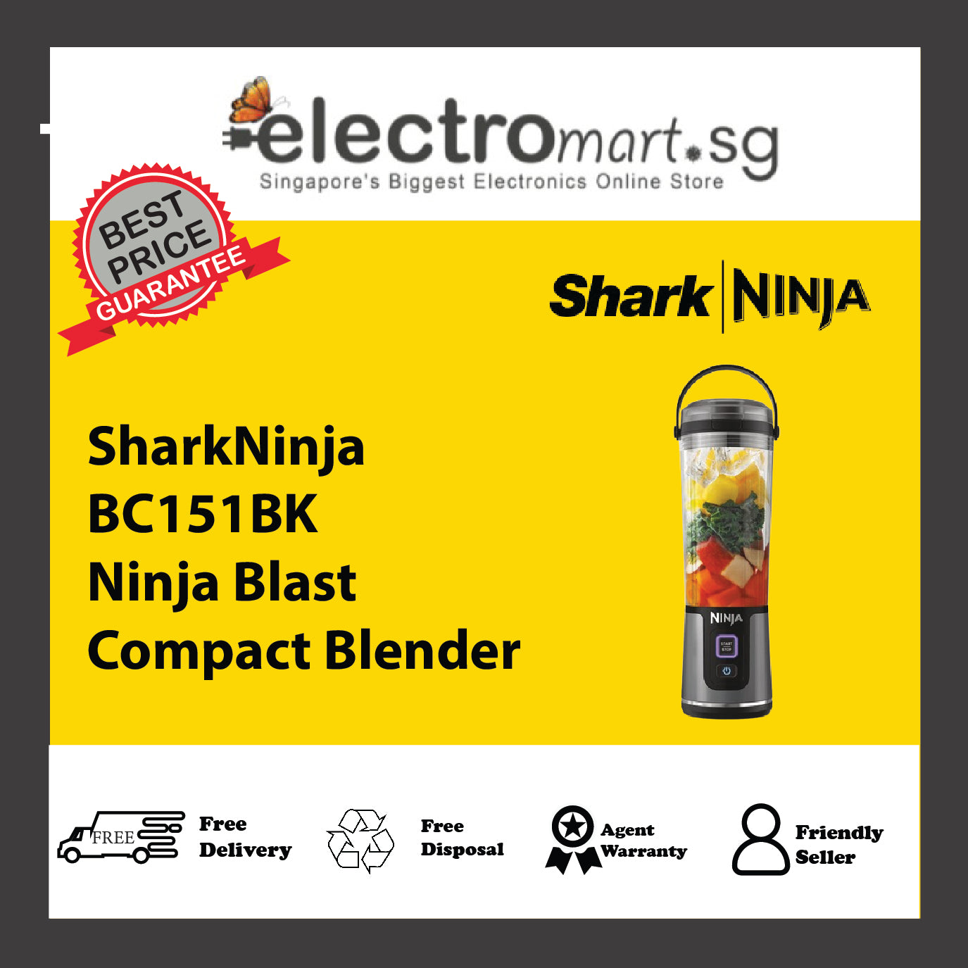 SharkNinja BC151BK Ninja Blast Compact Blender – Electromart.sg Pte Ltd