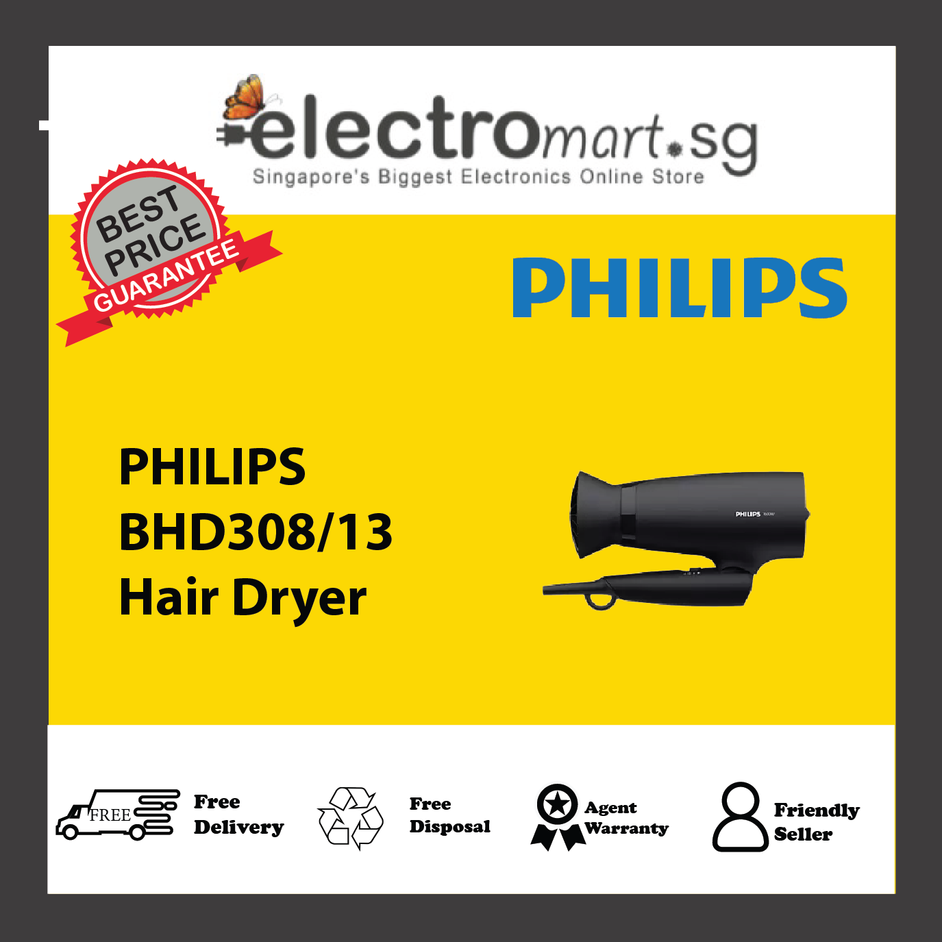 PHILIPS BHD308/13 Hair Dryer – Electromart.sg Pte Ltd