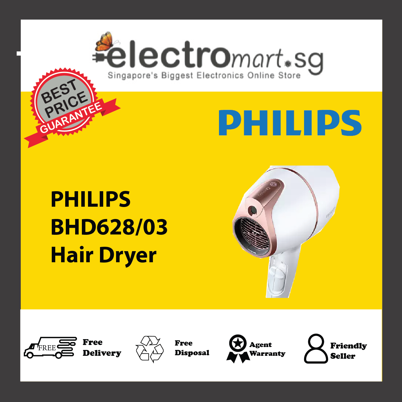 PHILIPS BHD628/03 Hair Dryer – Electromart.sg Pte Ltd