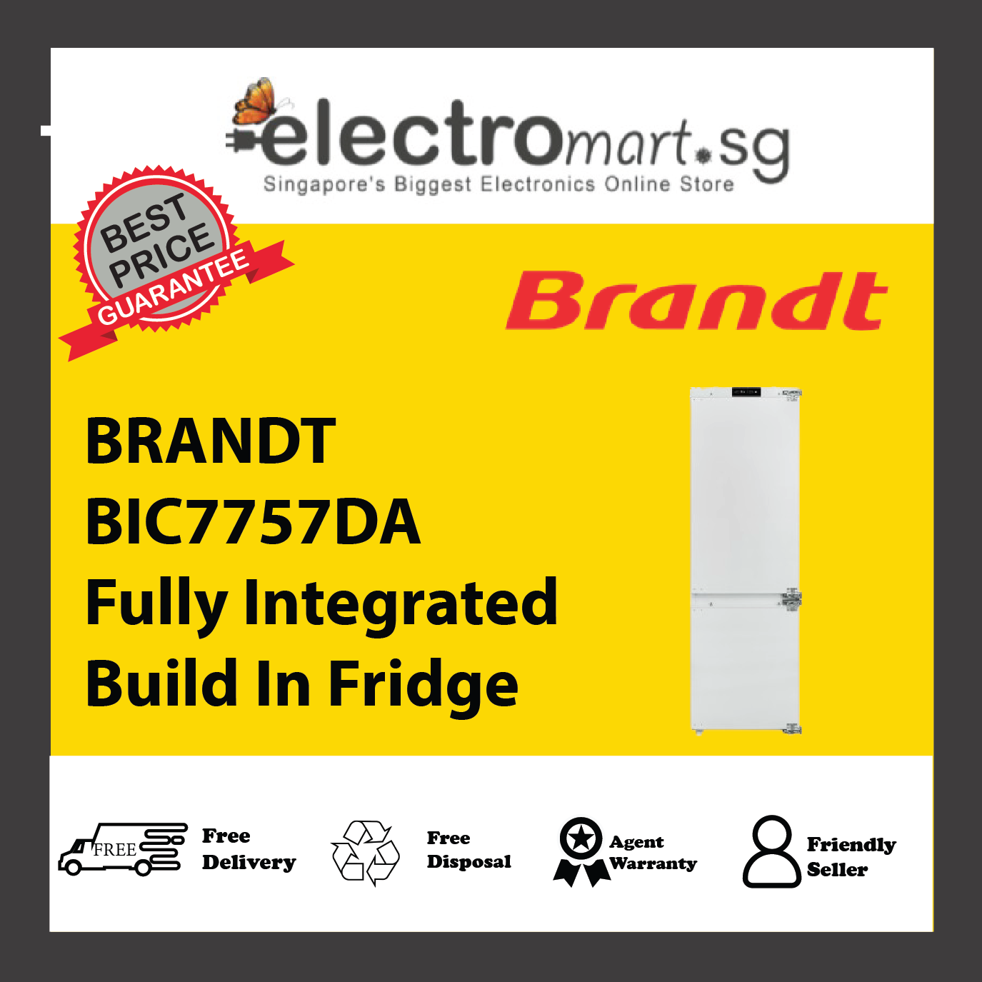 BRANDT BIC7757DA Fully Integrated Build In Fridge 242L – Electromart.sg ...