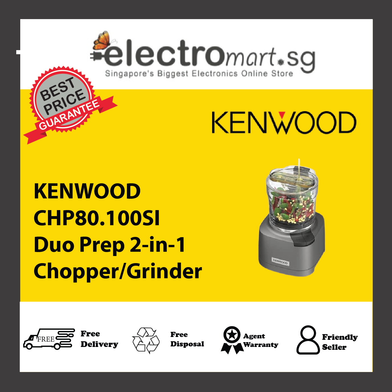 KENWOOD CHP80.100SI Duo Prep 2-in-1 Chopper/Grinder – Electromart.sg ...
