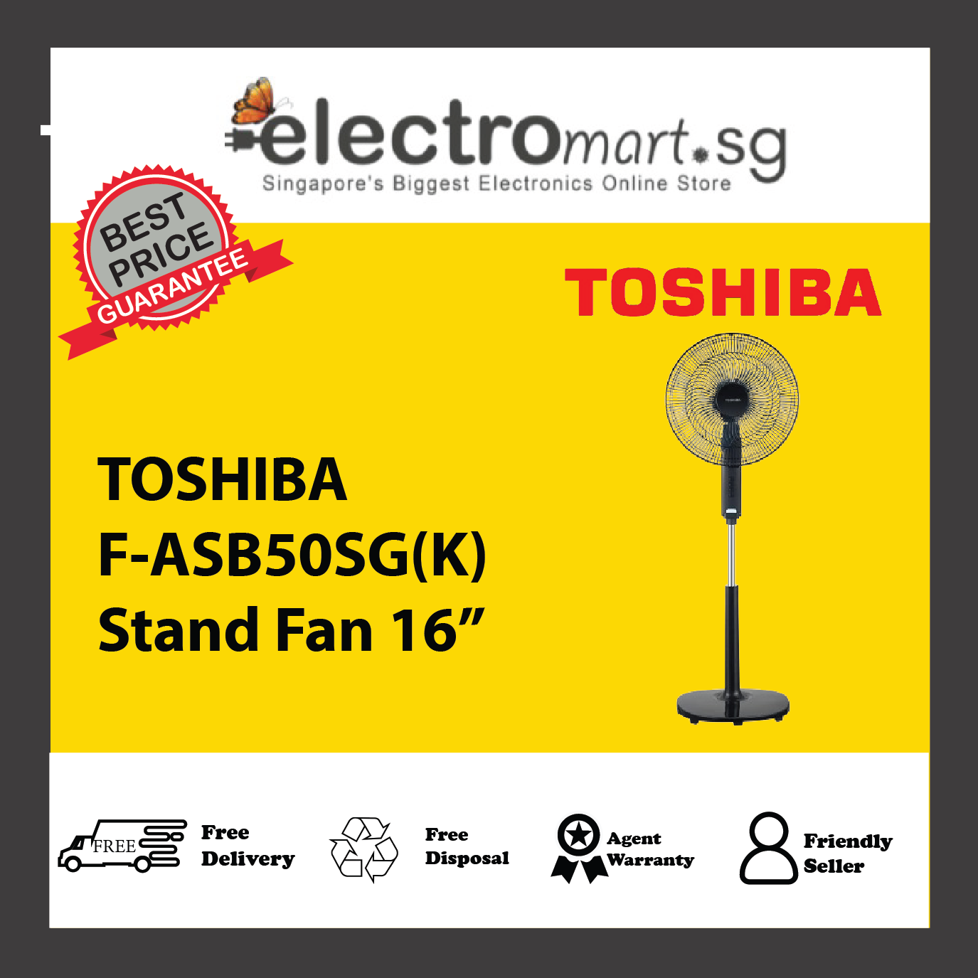 TOSHIBA F-ASB50SG(K) Stand Fan 16”