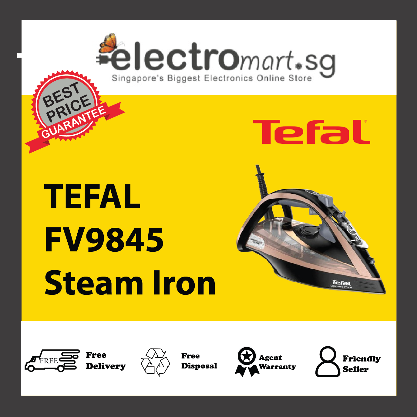 TEFAL FV9845 Ultimate Pure Steam Iron (3000 W) – Electromart.sg Pte Ltd