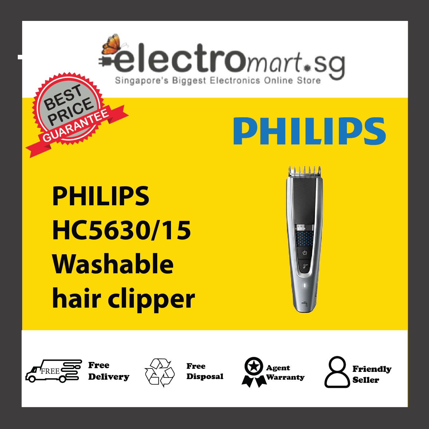 PHILIPS HC5630/15 Washable hair clipper – Electromart.sg Pte Ltd