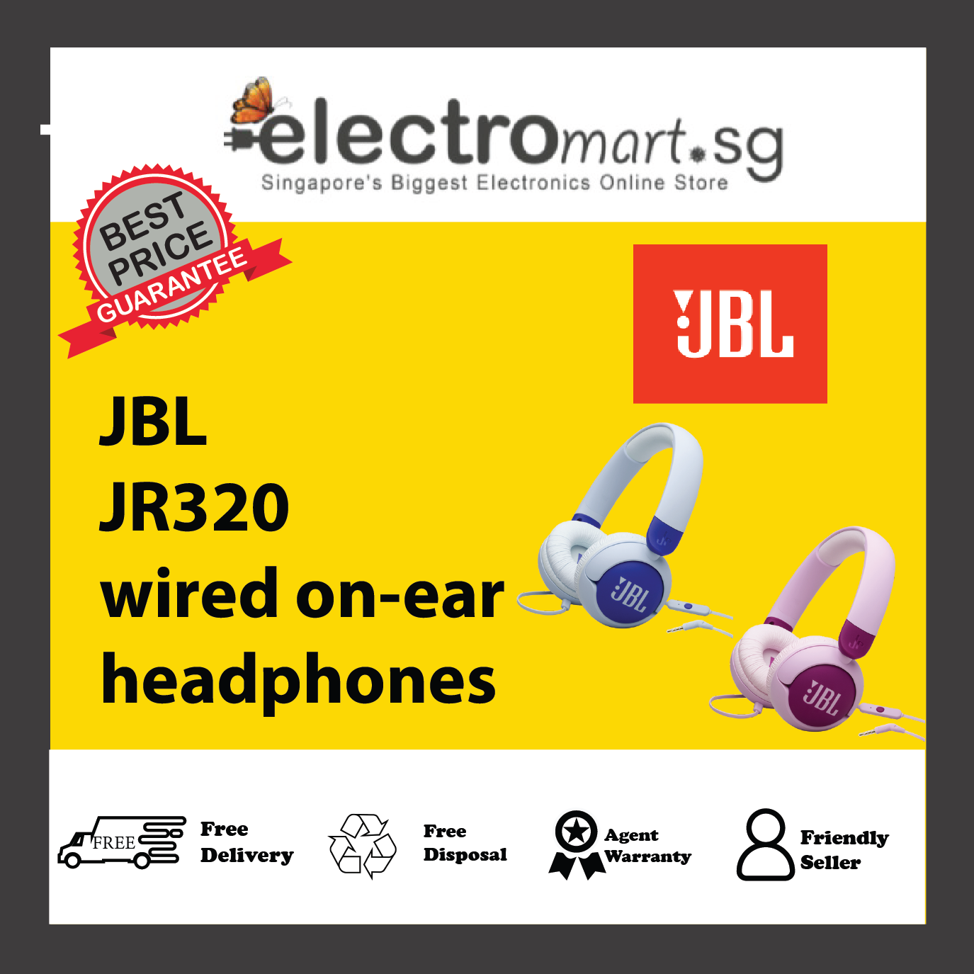 JBL JR320 wired on-ear headphones – Electromart.sg Pte Ltd