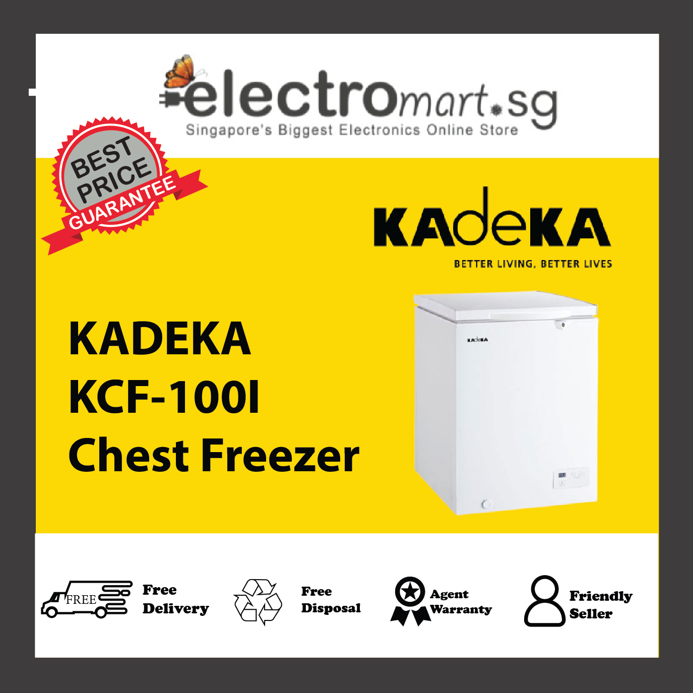 KADEKA KCF-100I I SERIES CHEST FREEZER- 100L