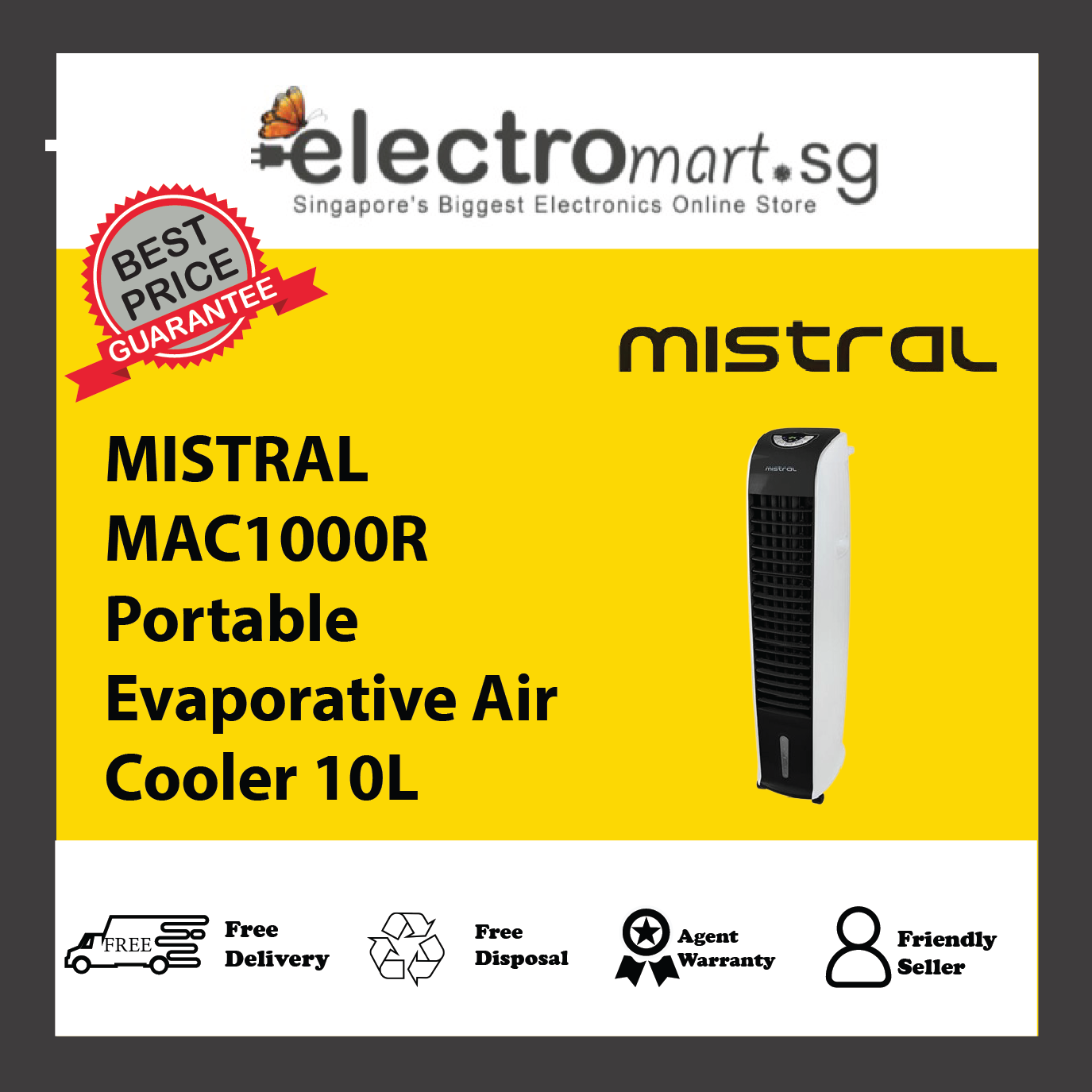MISTRAL MAC1000R Portable Evaporative Air Cooler with Ionizer 10L ...