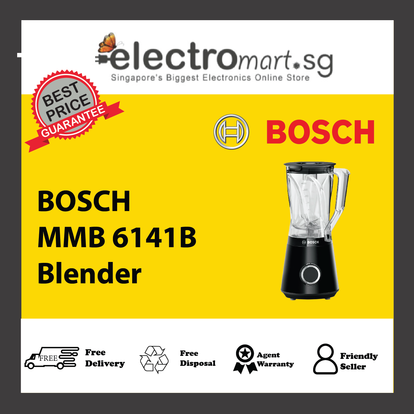 BOSCH MMB 6141B Series 4 Blender VitaPower 1200 W Black – Electromart ...