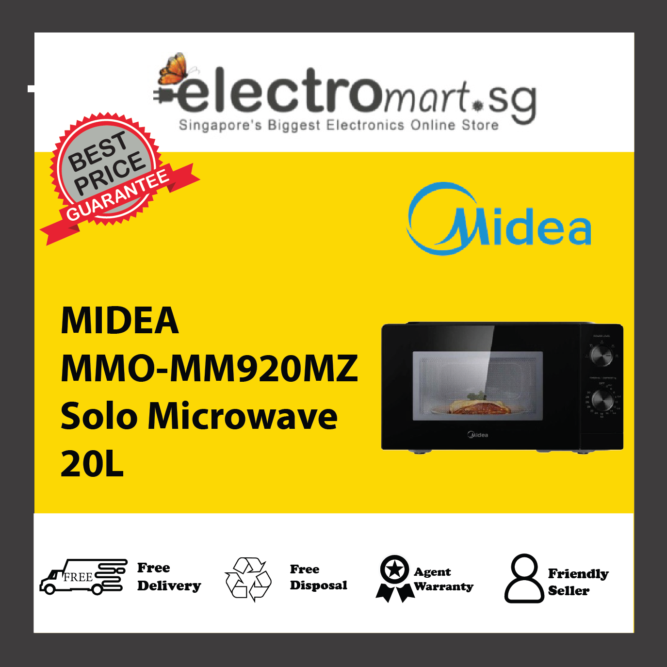 MIDEA MMO-MM920MZ Solo Microwave 20L – Electromart.sg Pte Ltd