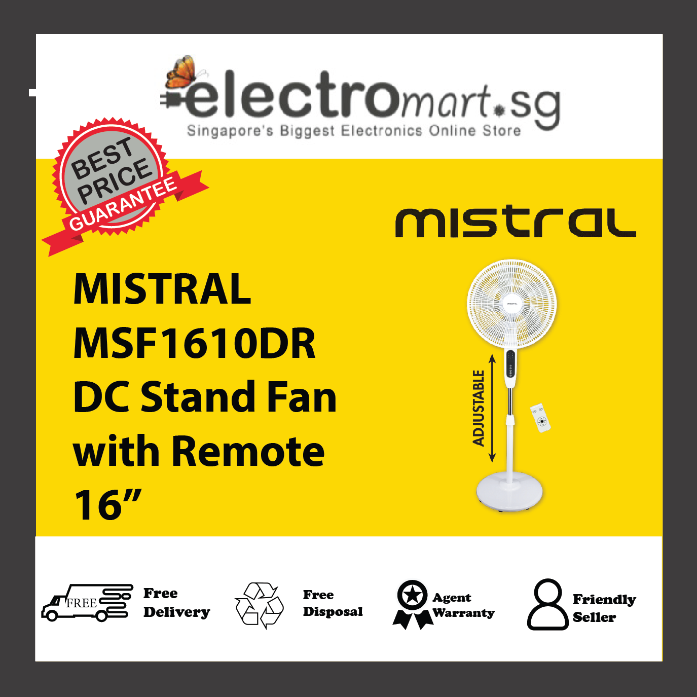 Mistral MSF1610DR 16” DC Stand Fan with Remote – Electromart.sg Pte Ltd