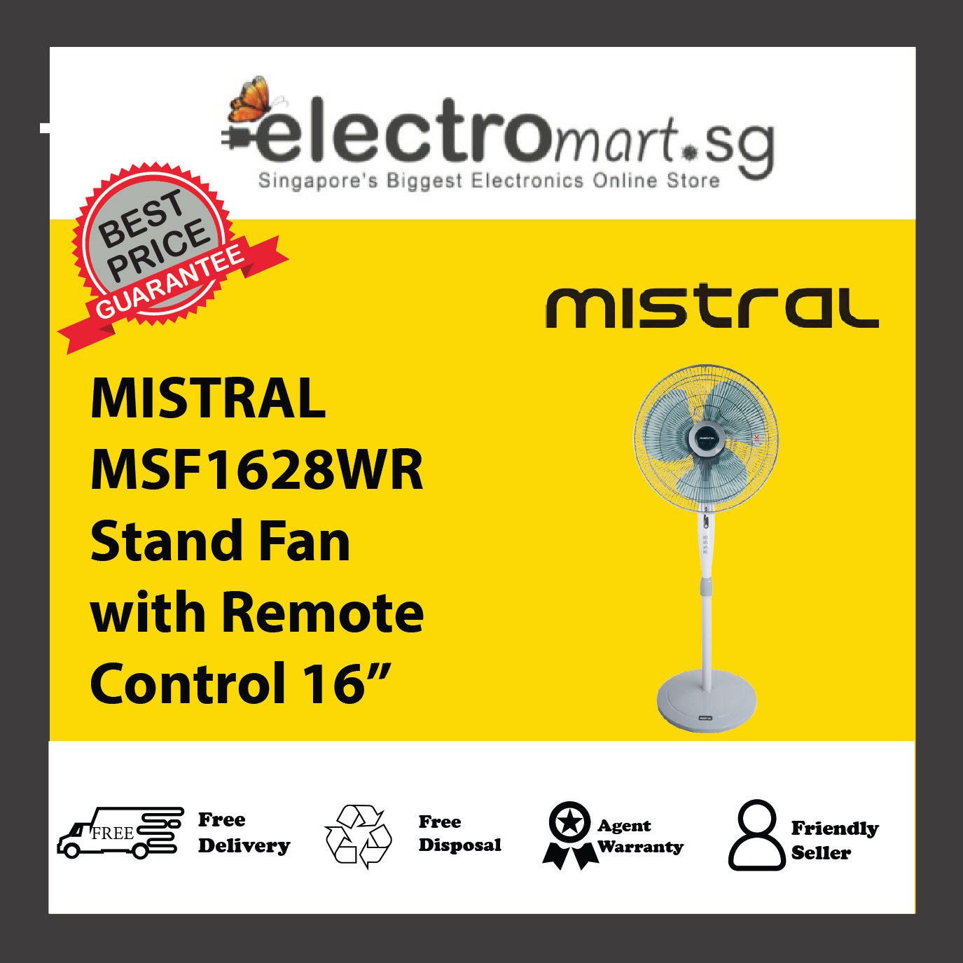 Mistral MSF1628WR 16" Stand Fan with Remote Control – Electromart.sg ...