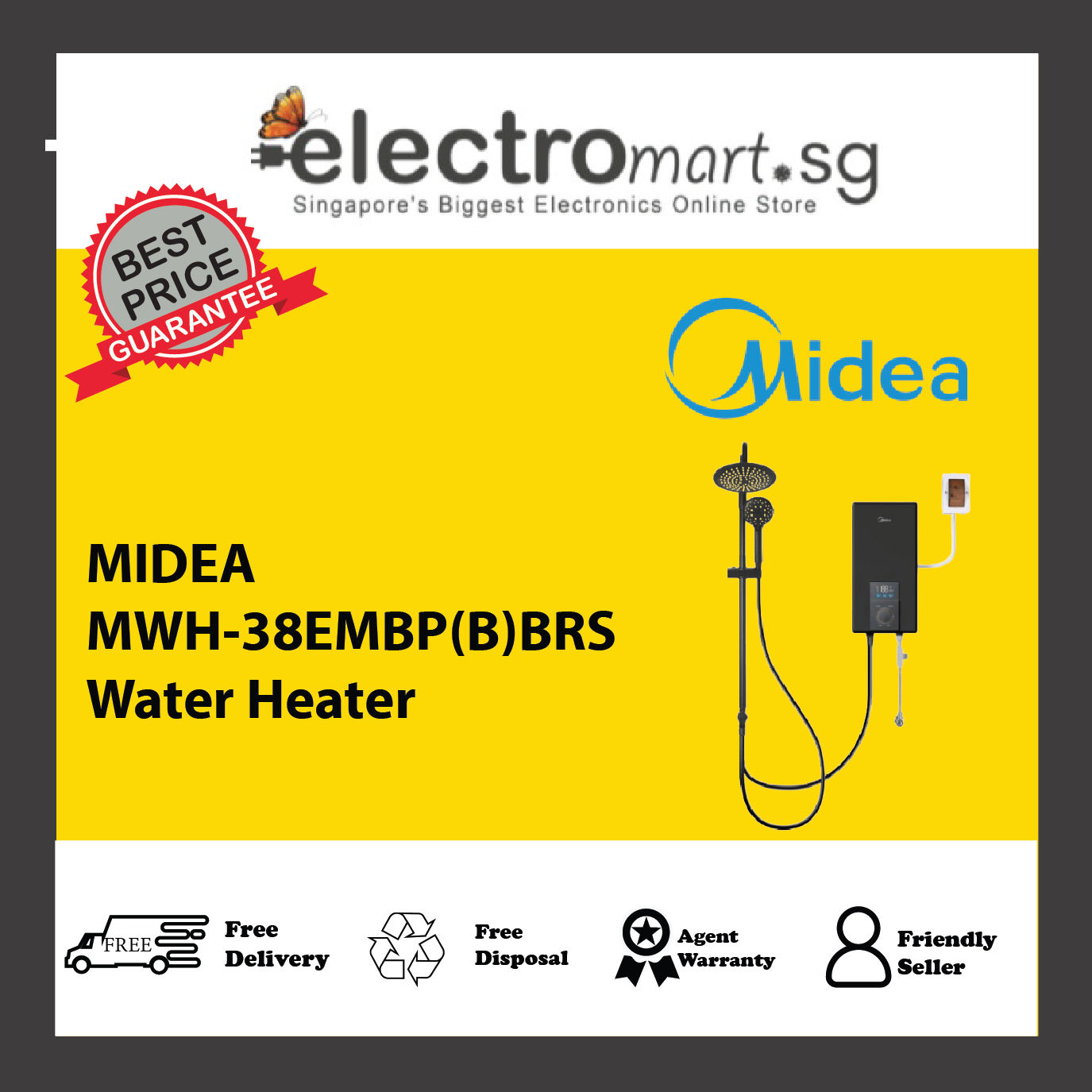 MIDEA MWH-38EMBP(B)BRS Instant Water Heater – Electromart.sg Pte Ltd