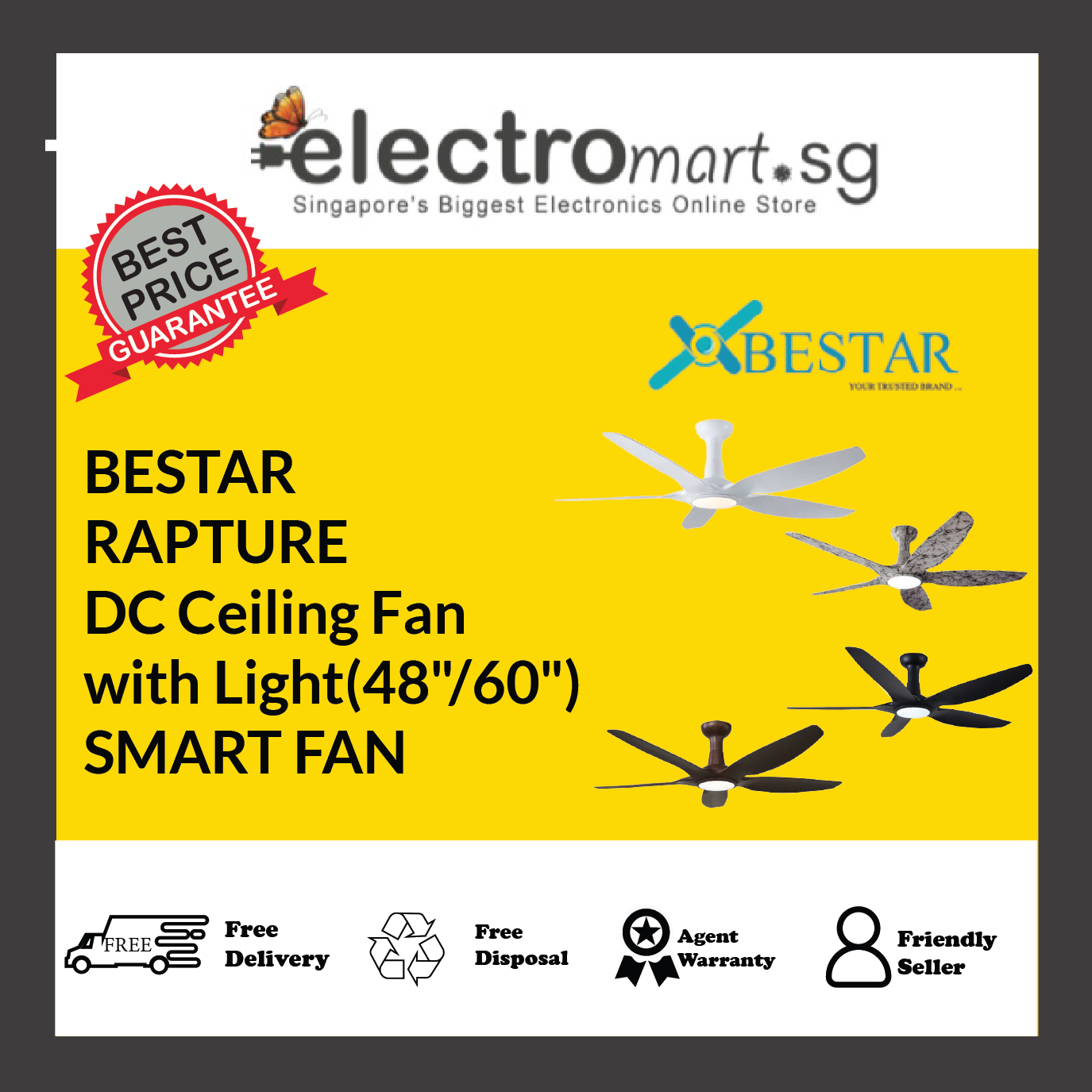 BESTAR RAPTURE 60” /48” Ceiling Fan – Electromart.sg Pte Ltd