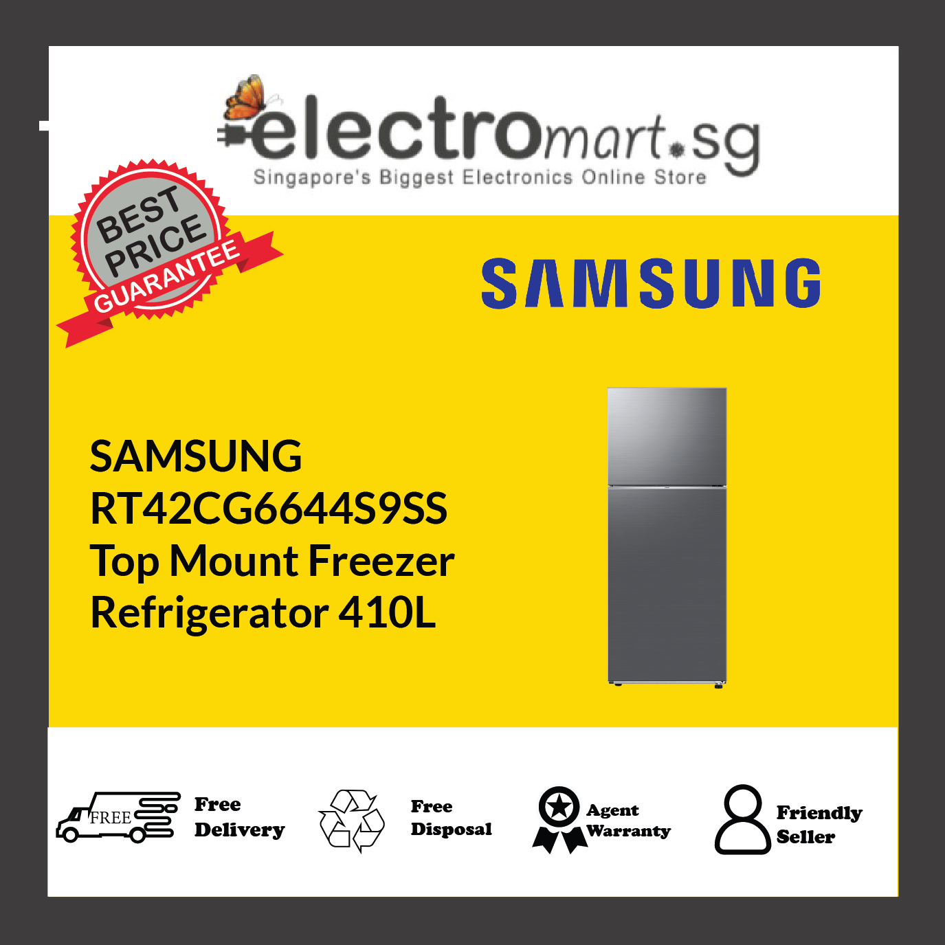 SAMSUNG RT42CG6644S9SS Top Mount Freezer Refrigerator 410L