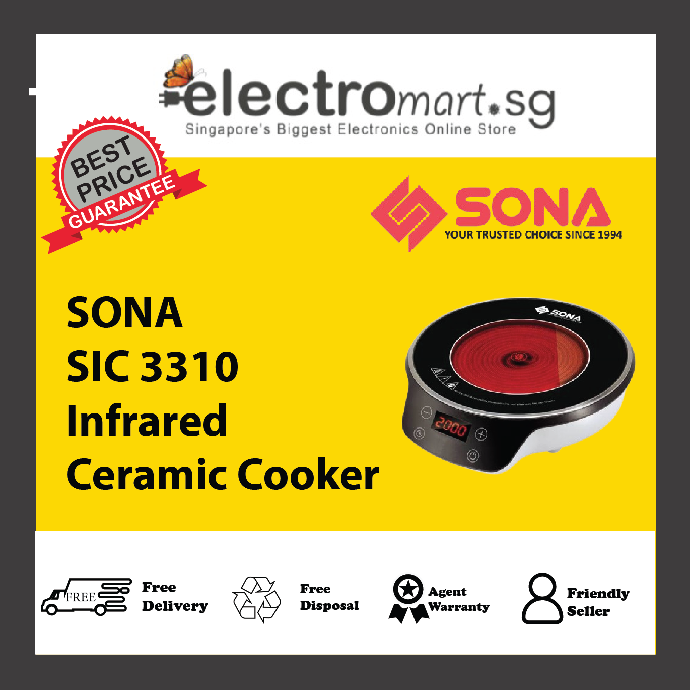 SONA SIC 3310 Digital Infrared Ceramic Cooker – Electromart.sg Pte Ltd