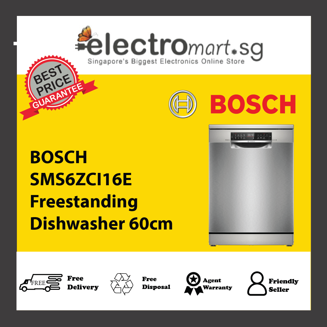 BOSCH SMS6ZCI16E Series 6 free-standing dishwasher 60 cm Brushed steel ...