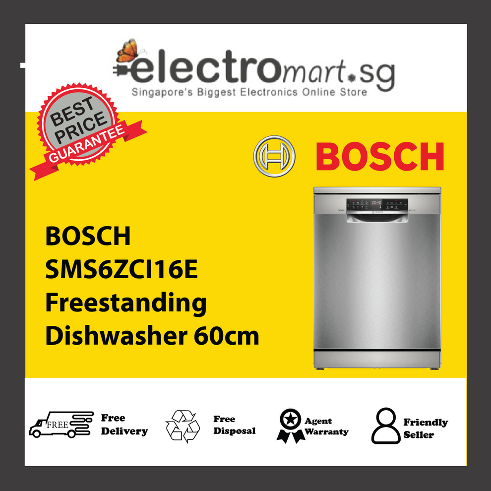 BOSCH SMS6ZCI16E Series 6 free-standing dishwasher 60 cm Brushed steel ...