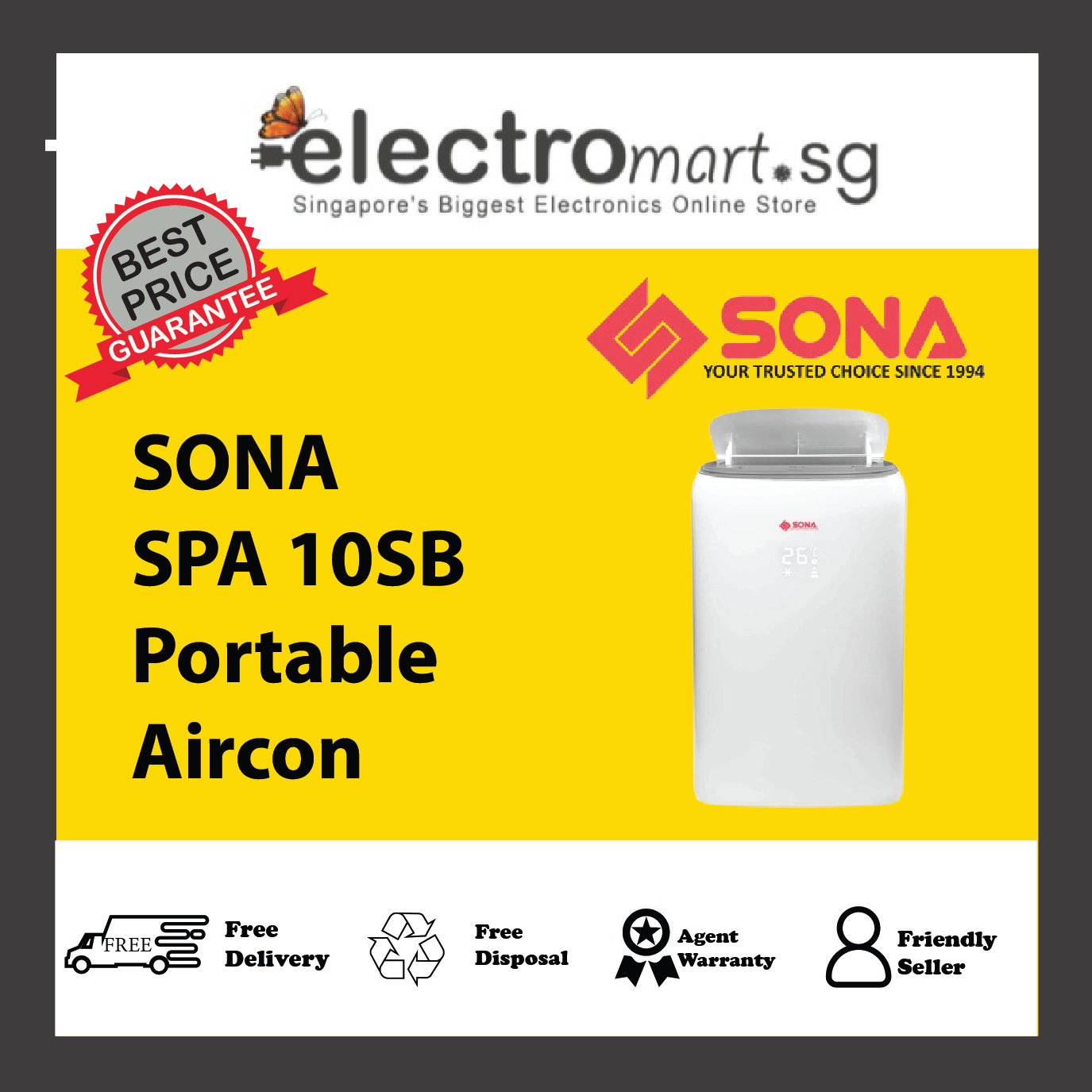 SONA SPA 10SB Portable Aircon – Electromart.sg Pte Ltd