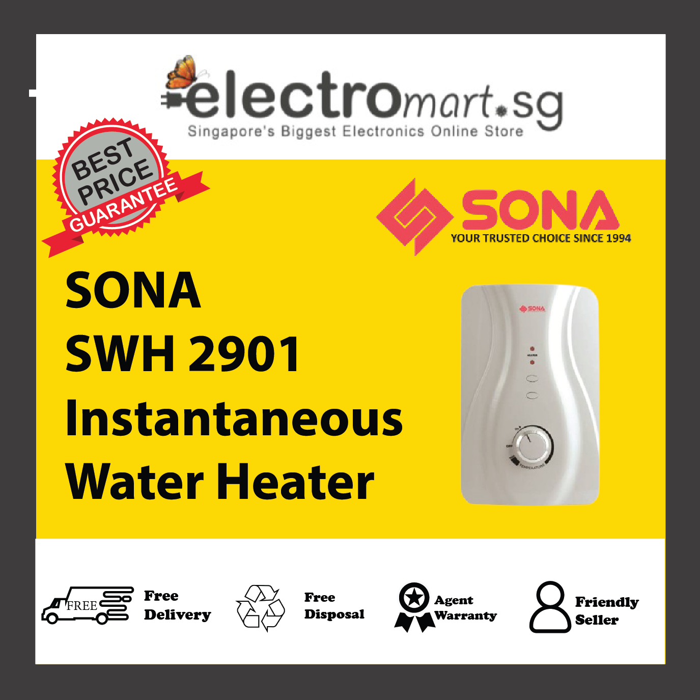 SONA SWH 2901 Instantaneous Water Heater – Electromart.sg Pte Ltd