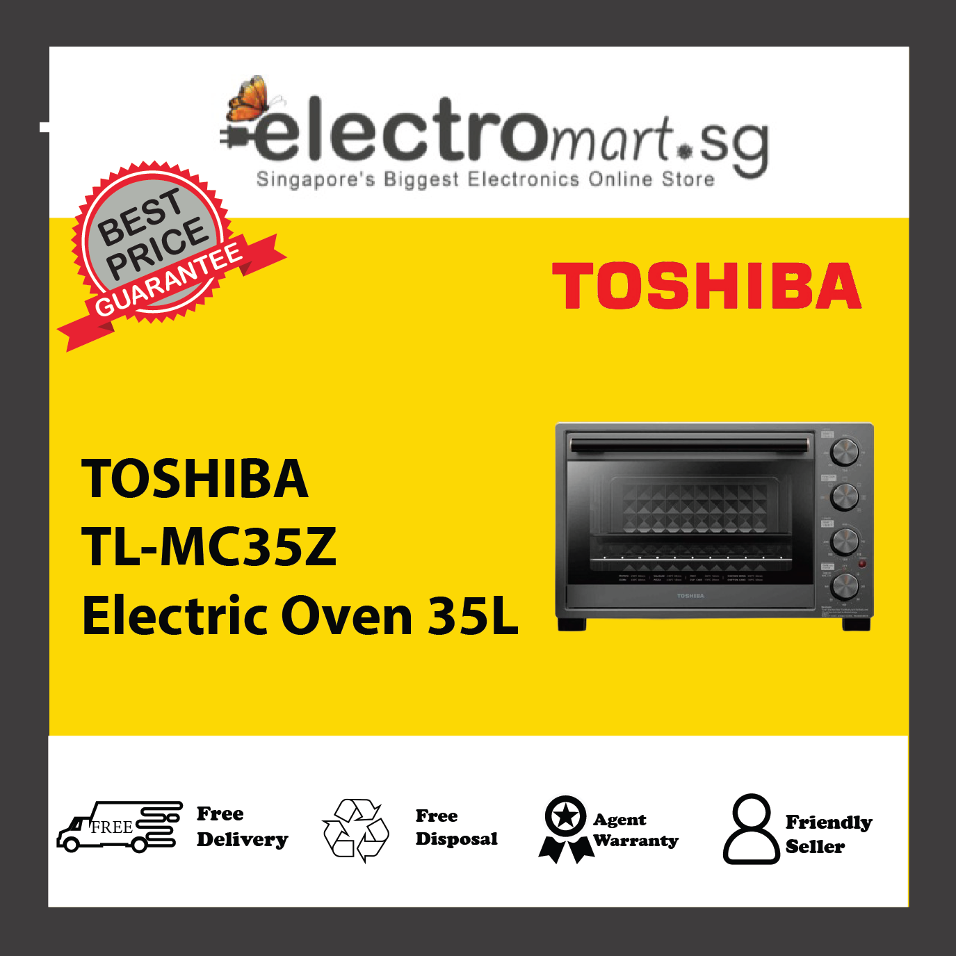 TOSHIBA TL-MC35Z Electric Oven 35L – Electromart.sg Pte Ltd