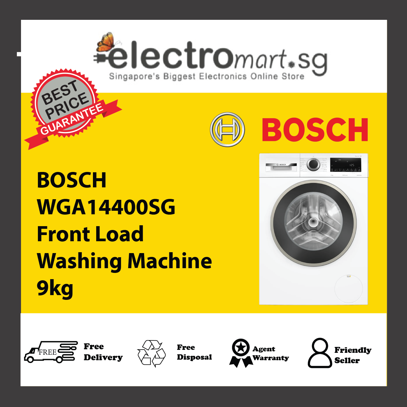 BOSCH WGA14400SG Front Load Washing Machine 9kg – Electromart.sg Pte Ltd