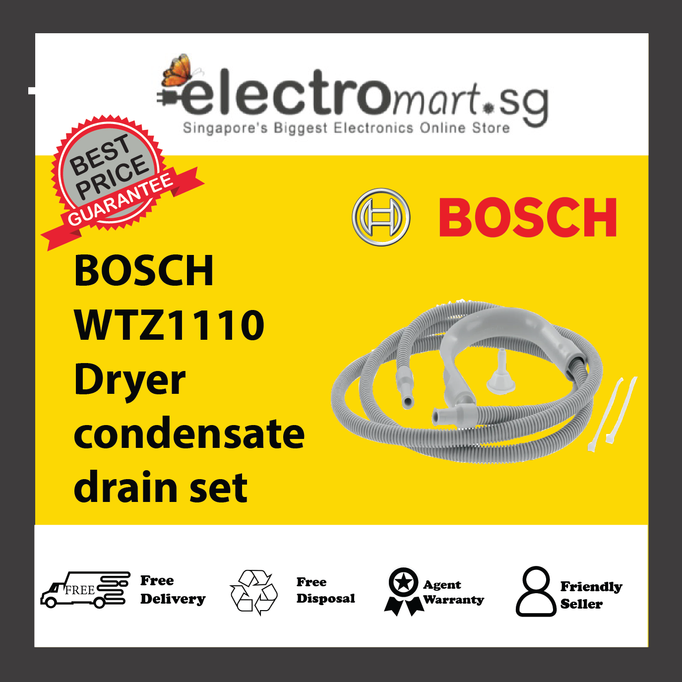 BOSCH WTZ1110 Dryer condensate drain set – Electromart.sg Pte Ltd