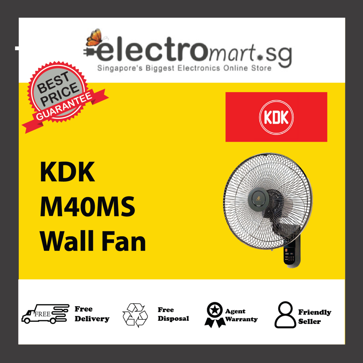 KDK M40MS 3-speed Wall Fan with Remote Control (40cm/16”) – Electromart ...