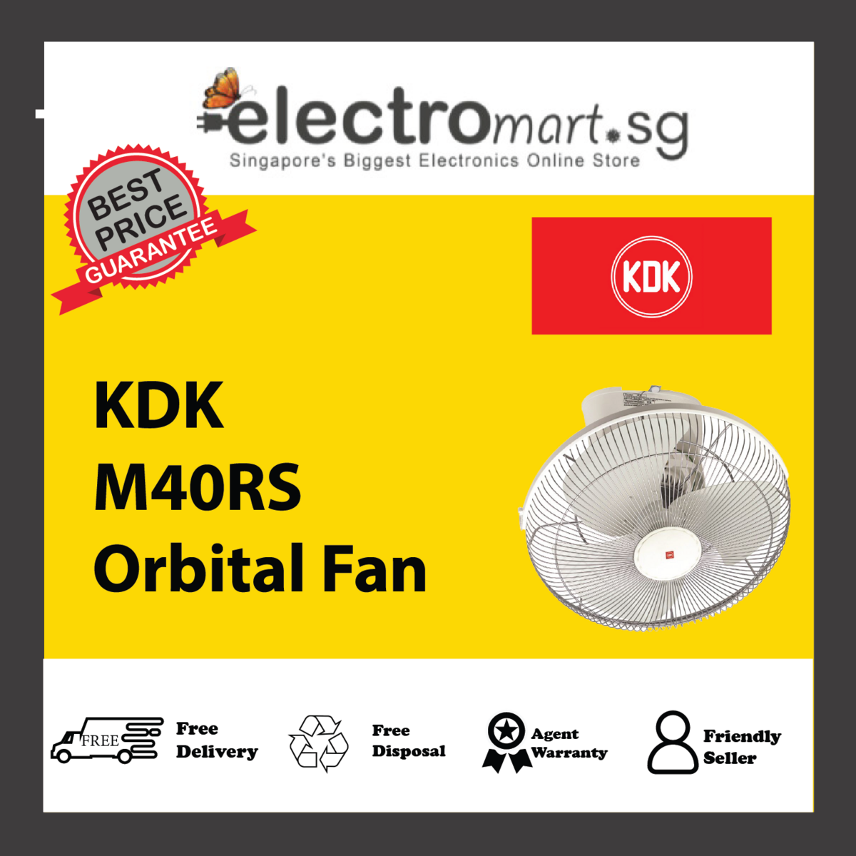 KDK M40RS 5-speed Orbital Fan with Regulator Control (40cm/16”)