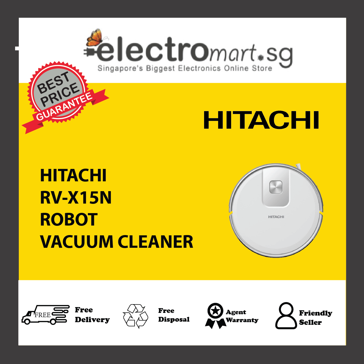 HITACHI RV-X15N ROBOT VACUUM CLEANER – Electromart.sg Pte Ltd