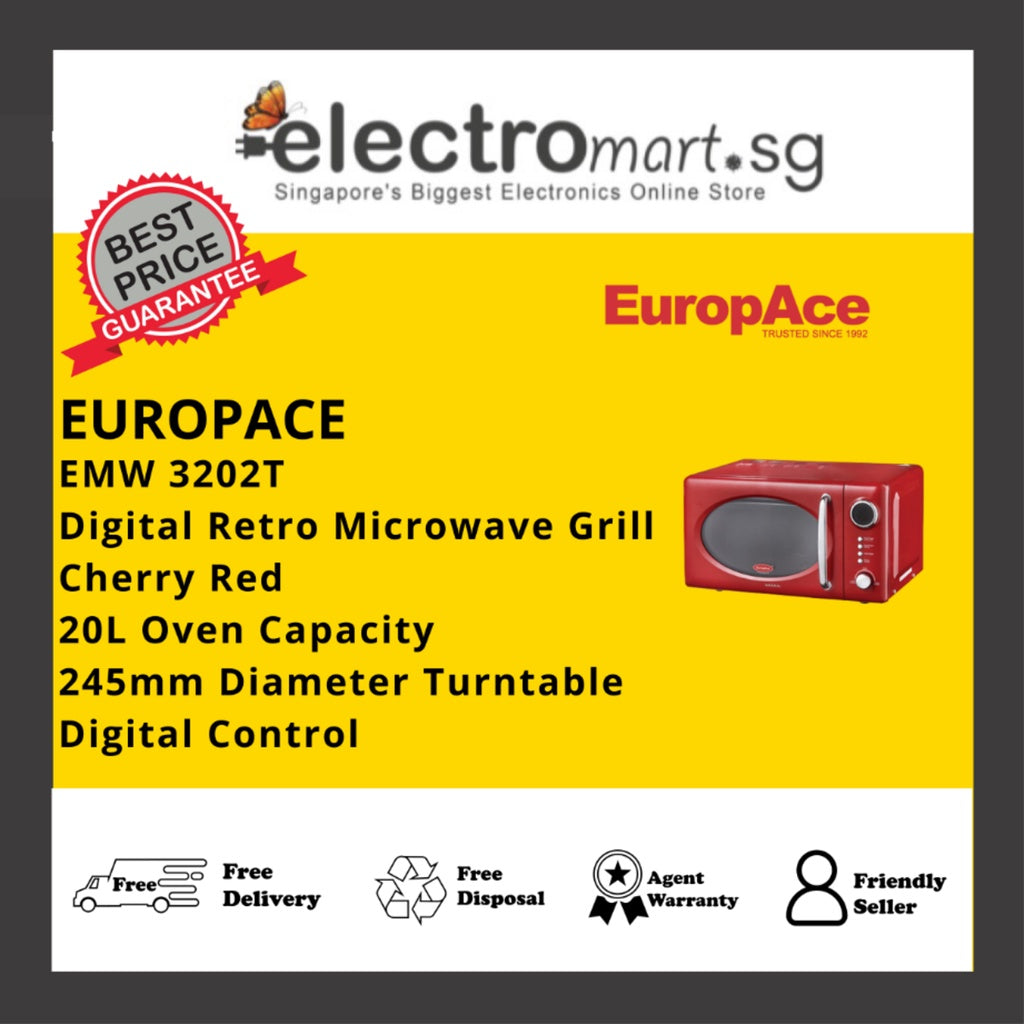 EUROPACE EMW 3202T 20L Microwave Oven (Red / Digital / Retro Series ...